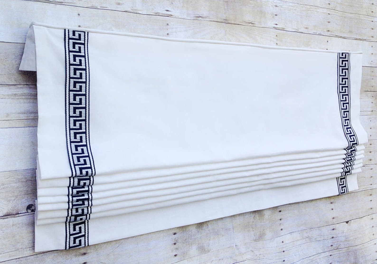 Custom Inset Trim Greek Key Flat Roman Shade Window - Etsy