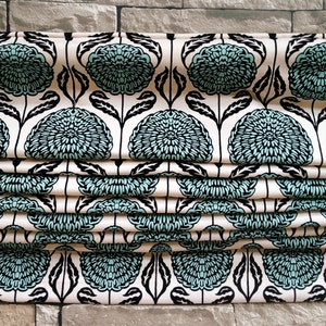 Custom Flat Roman Shade Window Treatment | Modern Floral Fabric ...