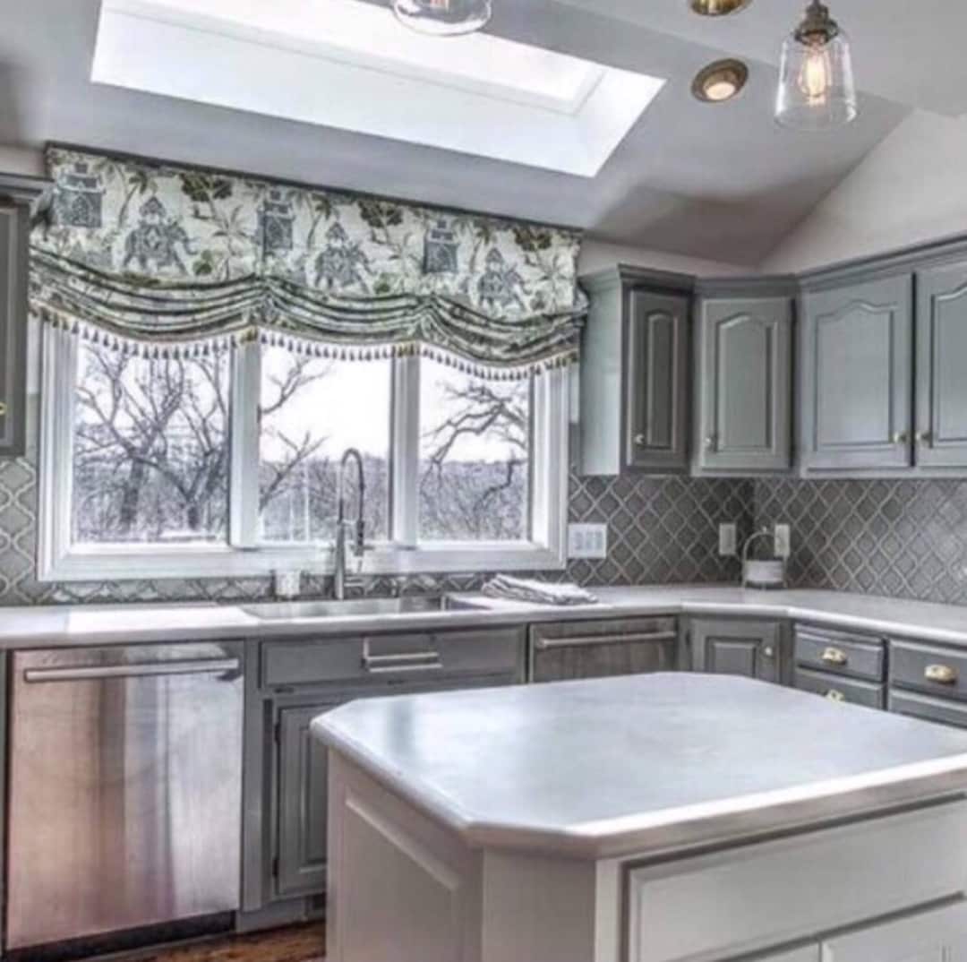 Faux Relaxed Roman Shade Valance Triple Scoop | Custom Window Treatment ...