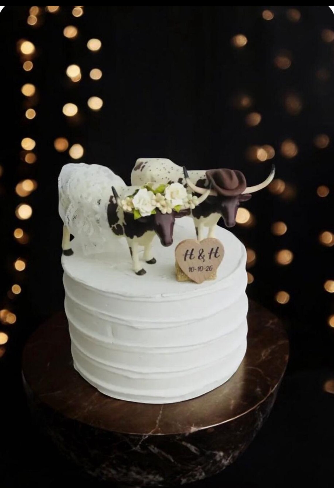 Rustic Longhorn Wedding Cake Topper | Bride and Groom Cows | Western ...