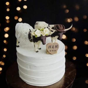 Rustic Longhorn Wedding Cake Topper | Bride and Groom Cows | Western ...