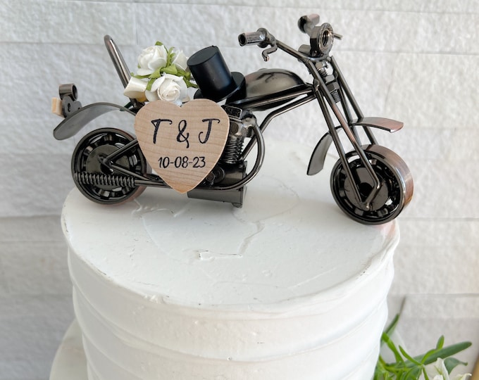 Farmhouse Motorcycle Wedding Cake Topper / Barn Wedding Cake Topper ...