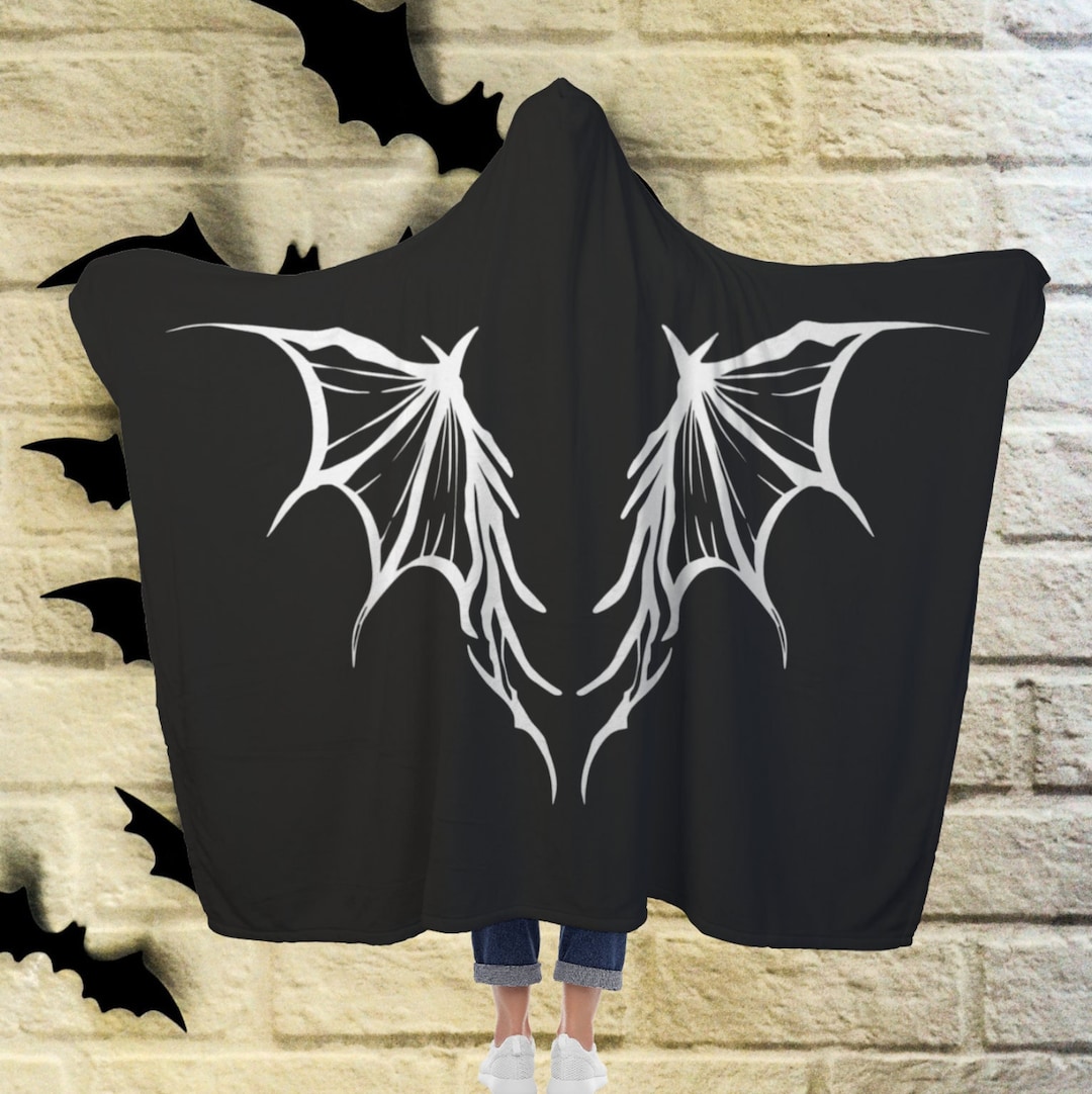 Skeleton Bat Wing Hooded Blanket, Gothic Gift, Batty Gift, Fleece ...