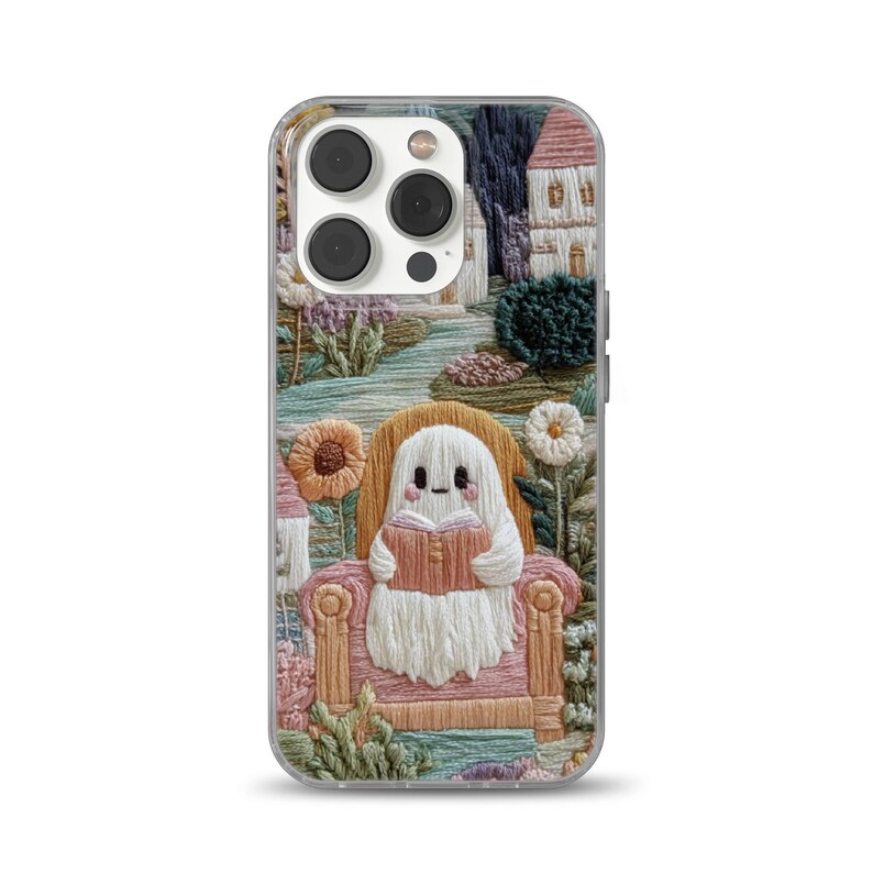 Ghost Phone Case Embroidered Print Cover for iPhone Samsung & Pixel ...