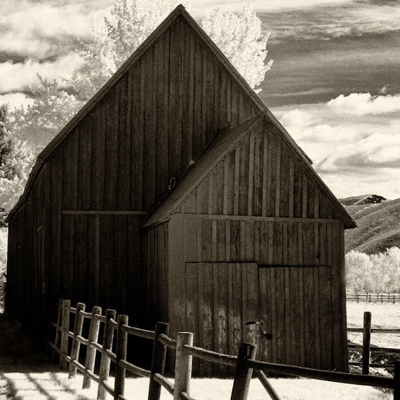 Items similar to The Red Barn, Sun Valley, Idaho 10 x 7 Infrared Fine ...