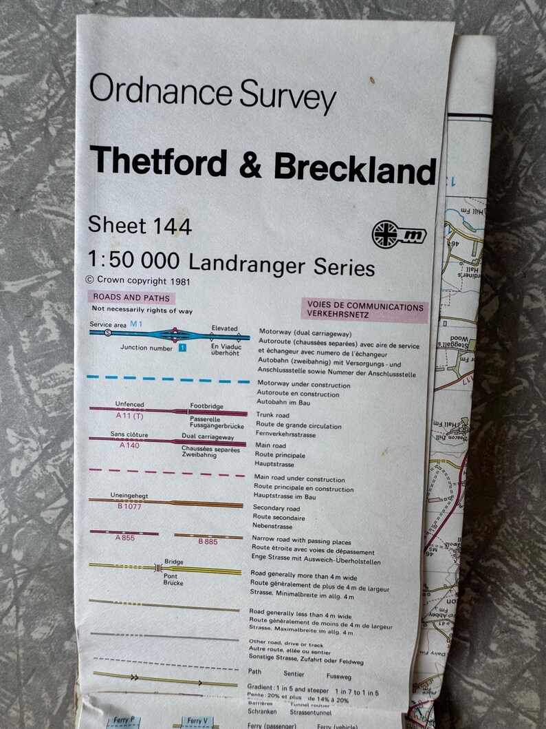 1981 Vintage Ordnance Survey Map – Thetford and Breckland – Sheet 144 ...
