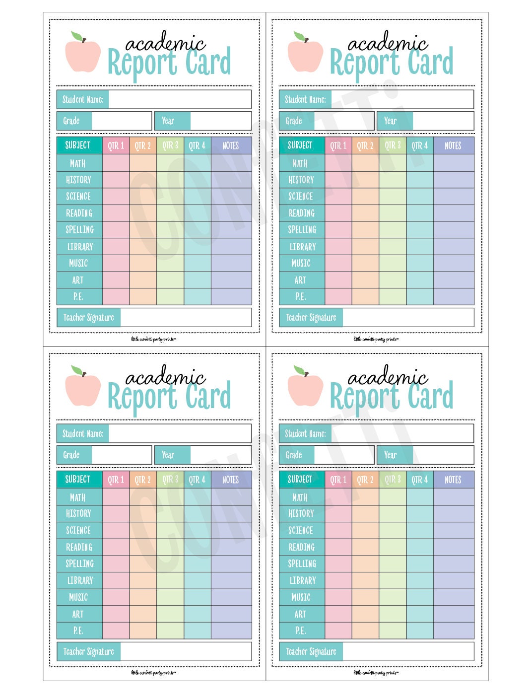 Kids Play Pretend Report Card, Printable Report Card, Pretend Teacher ...