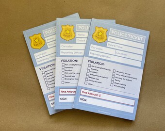 Kids Printable Police Ticket, Police Pretend Play, Pretend Police Play ...