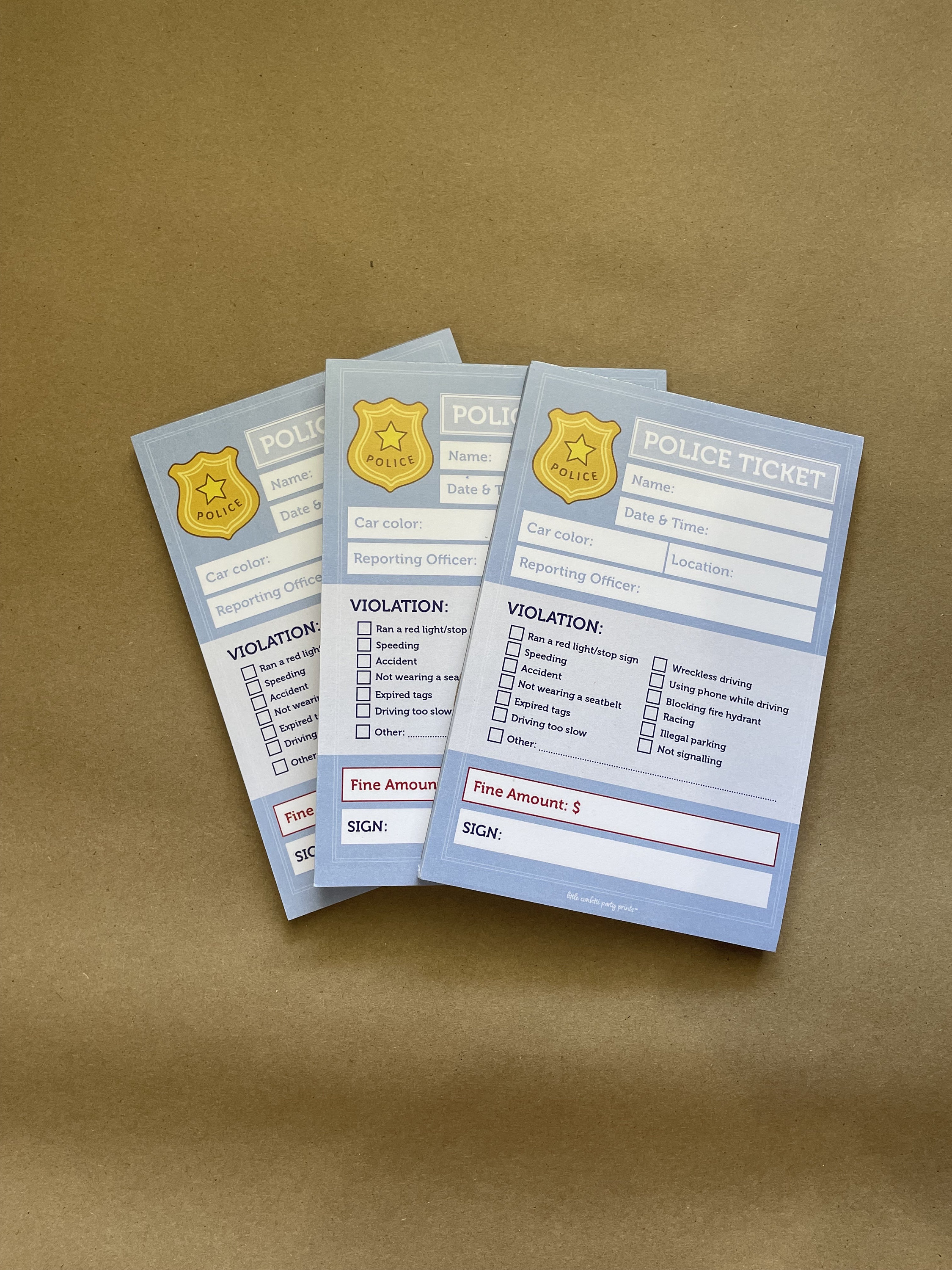 Kids Pretend Police Ticket, Kids Pretend Play, Cop Ticket, Police ...