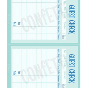 Kids Printable Kids Guest Check, Pretend Play Printable, Pretend Guest ...