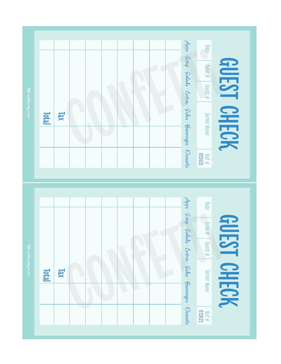 Kids Printable Kids Guest Check, Pretend Play Printable, Pretend Guest ...