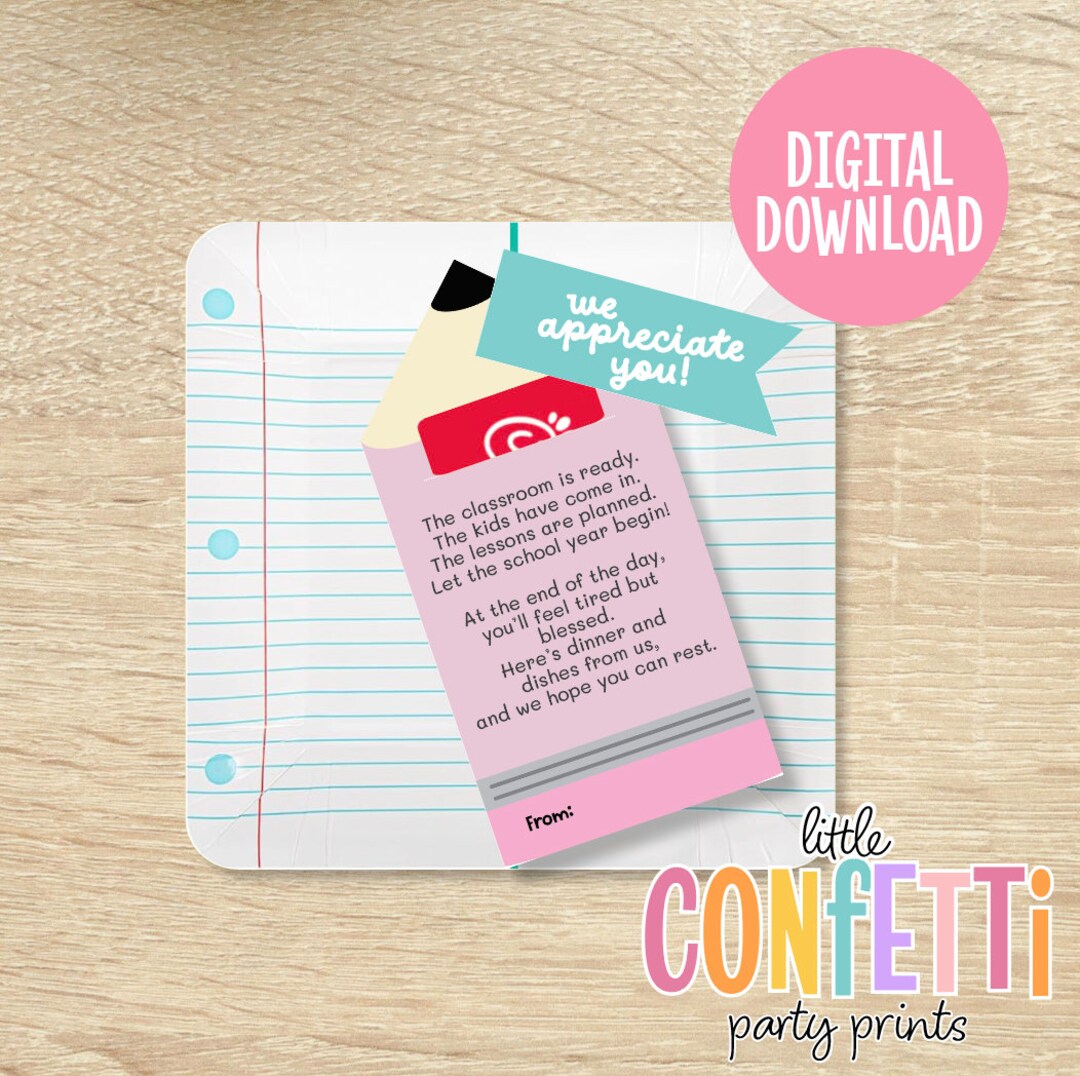 First Day of School Teacher Gift Tag, Printable Teacher Gift Tag ...
