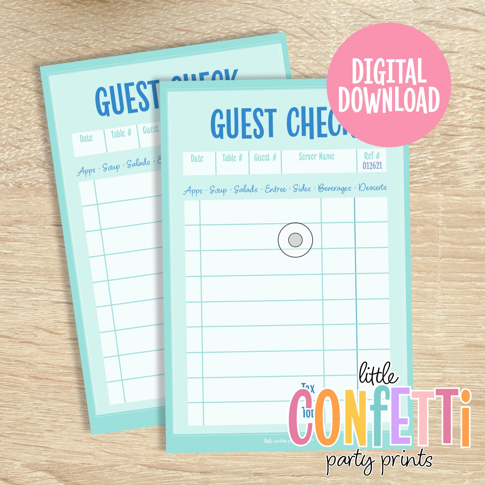 Kids Printable Kids Guest Check, Pretend Play Printable, Pretend Guest ...