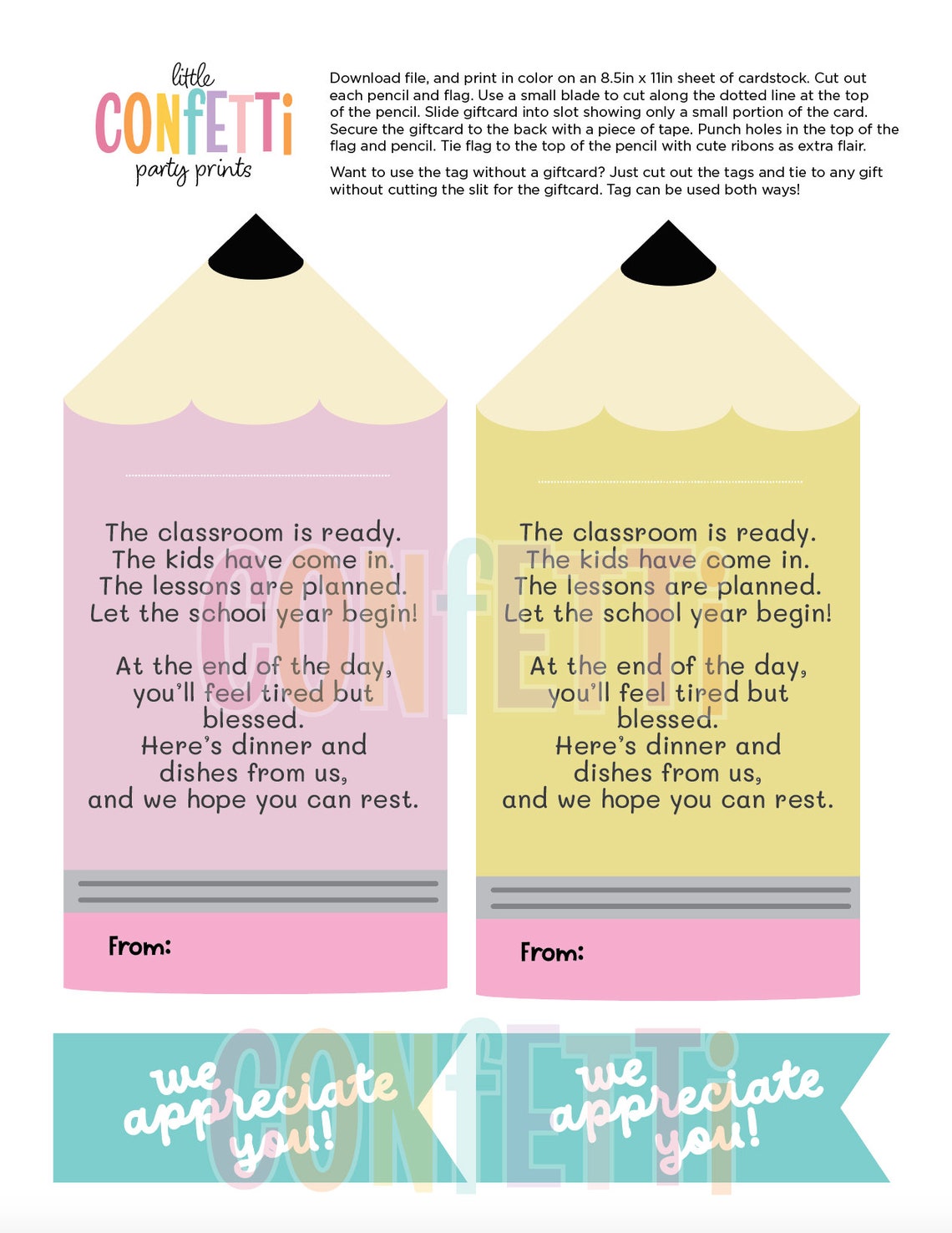 First Day of School Teacher Gift Tag, Printable Teacher Gift Tag ...