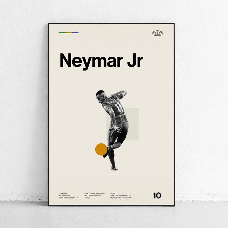 Neymar Jr Poster | Minimalist Football Wall Art | Modern Soccer Print ...