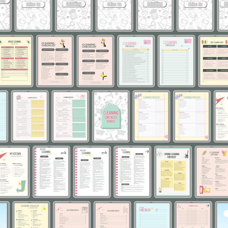 ADHD Cleaning Checklist, Editable Planner, Daily, Weekly, Monthly ...