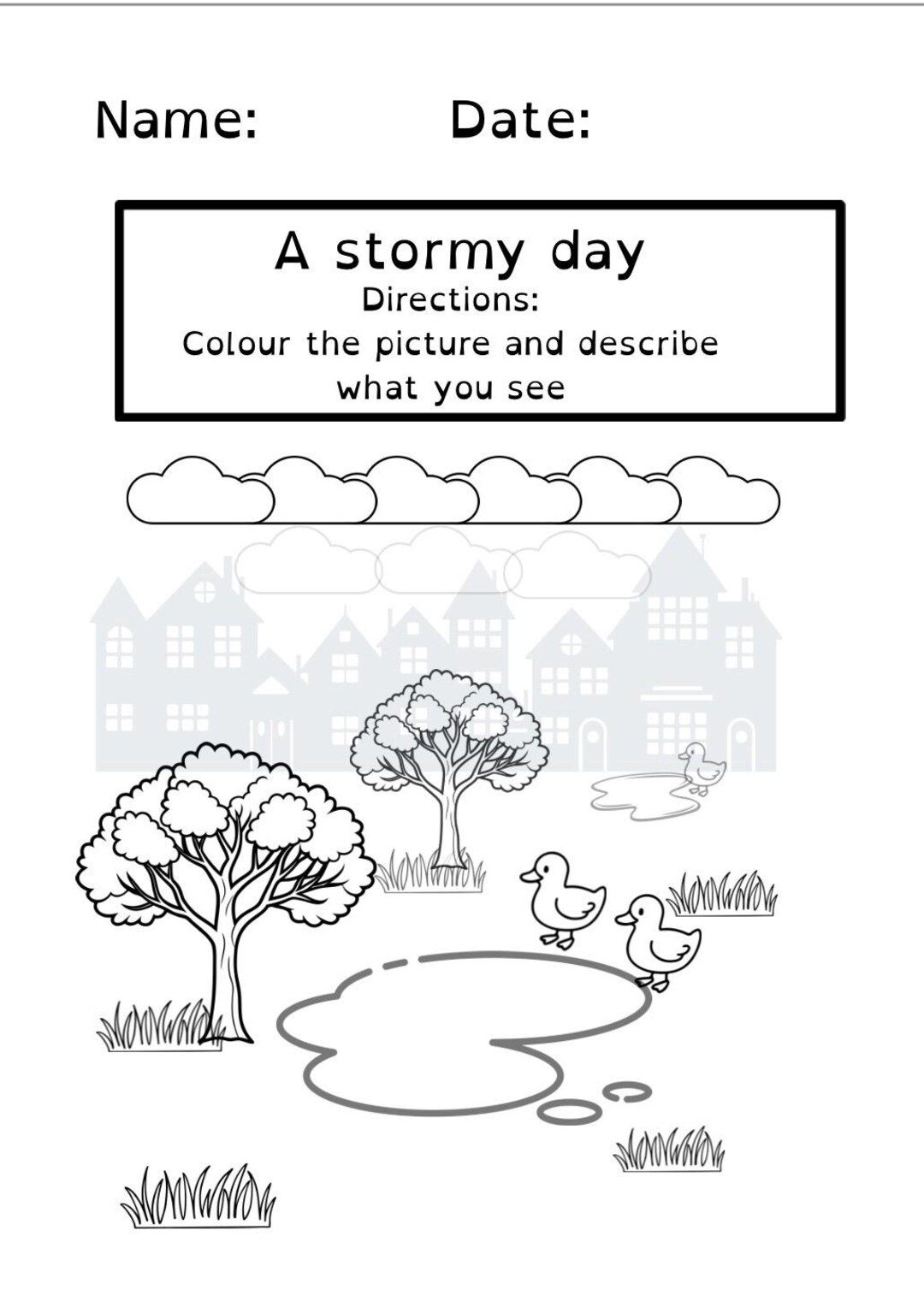 Stormy Day Worksheet - Etsy