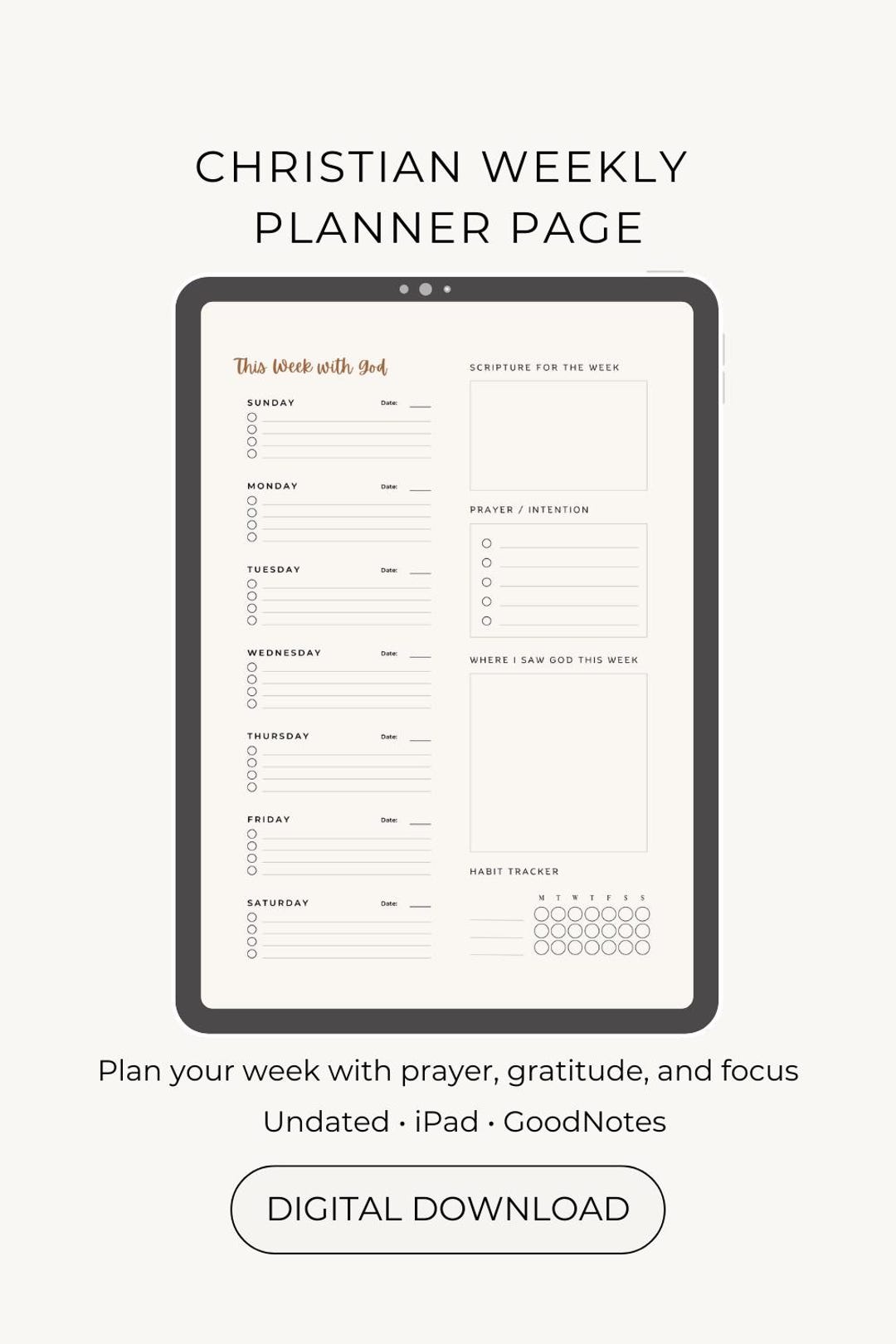 Christian Weekly Planner Page | Faith-based Weekly Spread for Goodnotes ...