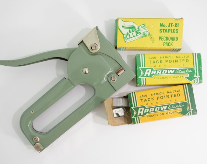 Mid Century Green Arrow Staple Gun Tool With Staples Model - Etsy