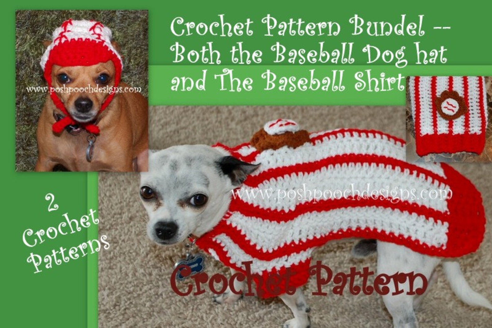 Instant Download Crochet Pattern Bundle Baseball Dog Hat - Etsy