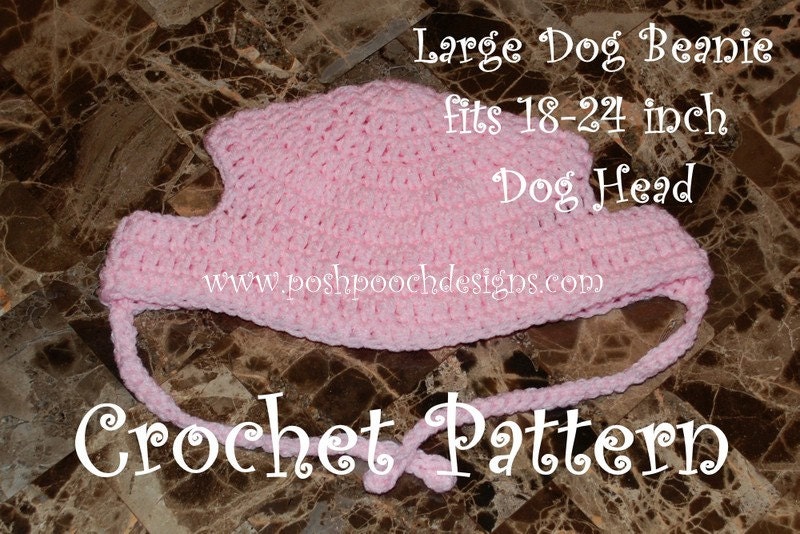 Instant Download Crochet Pattern - Large Dog Beanie Hat 18- 24 Inches ...