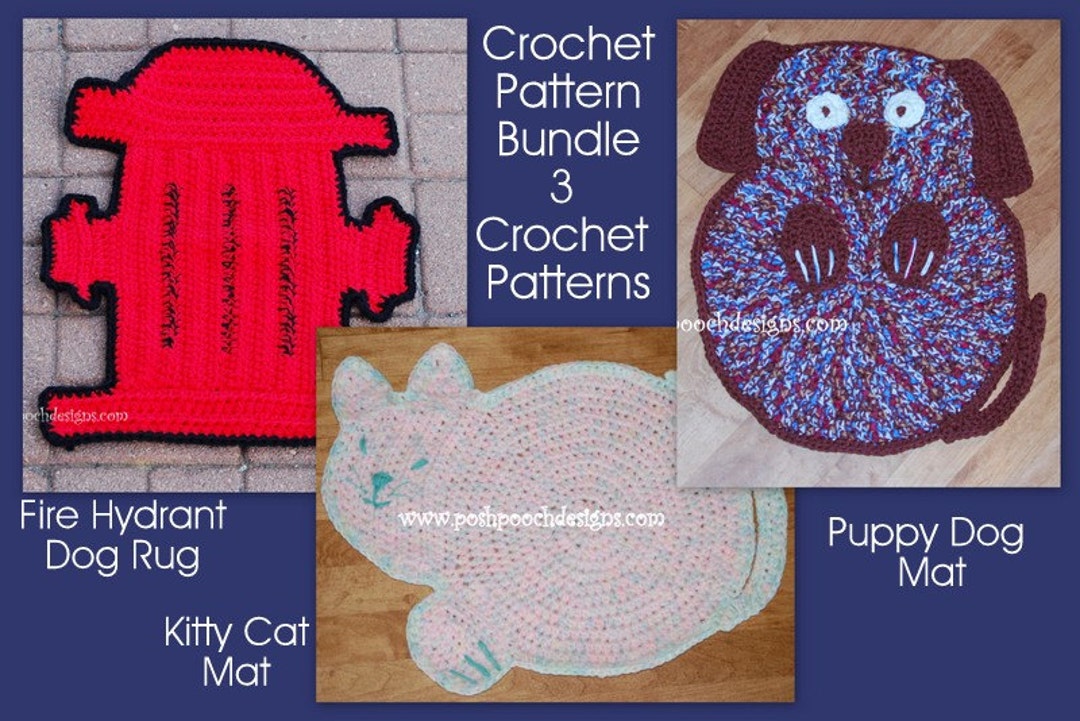 Instant Download - Crochet Pattern Bundle - 3 Pet Rugs - Dog Mat - Cat ...