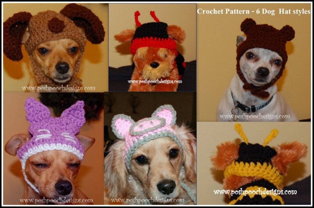 6 Dog Beanie Hat Styles in One - Set 1 Instant Download Crochet Pattern ...