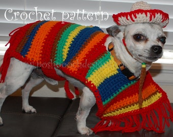 Dog Poncho and Sombrero for Cinco De Mayo Crochet Pattern PDF - Etsy