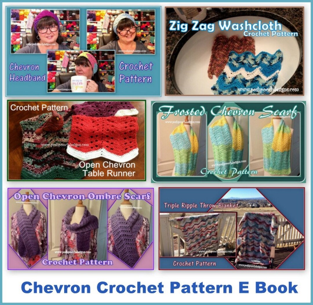 Chevron Crochet Pattern E Book - 6 Patterns in 1 PDF File - Etsy