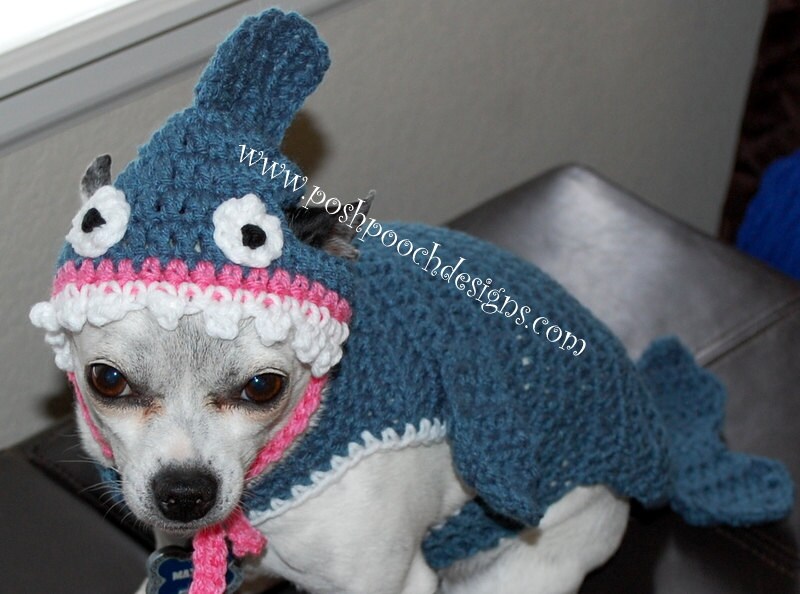 Instant Download Crochet Pattern - Dog Shark Costume - Dog Shark ...