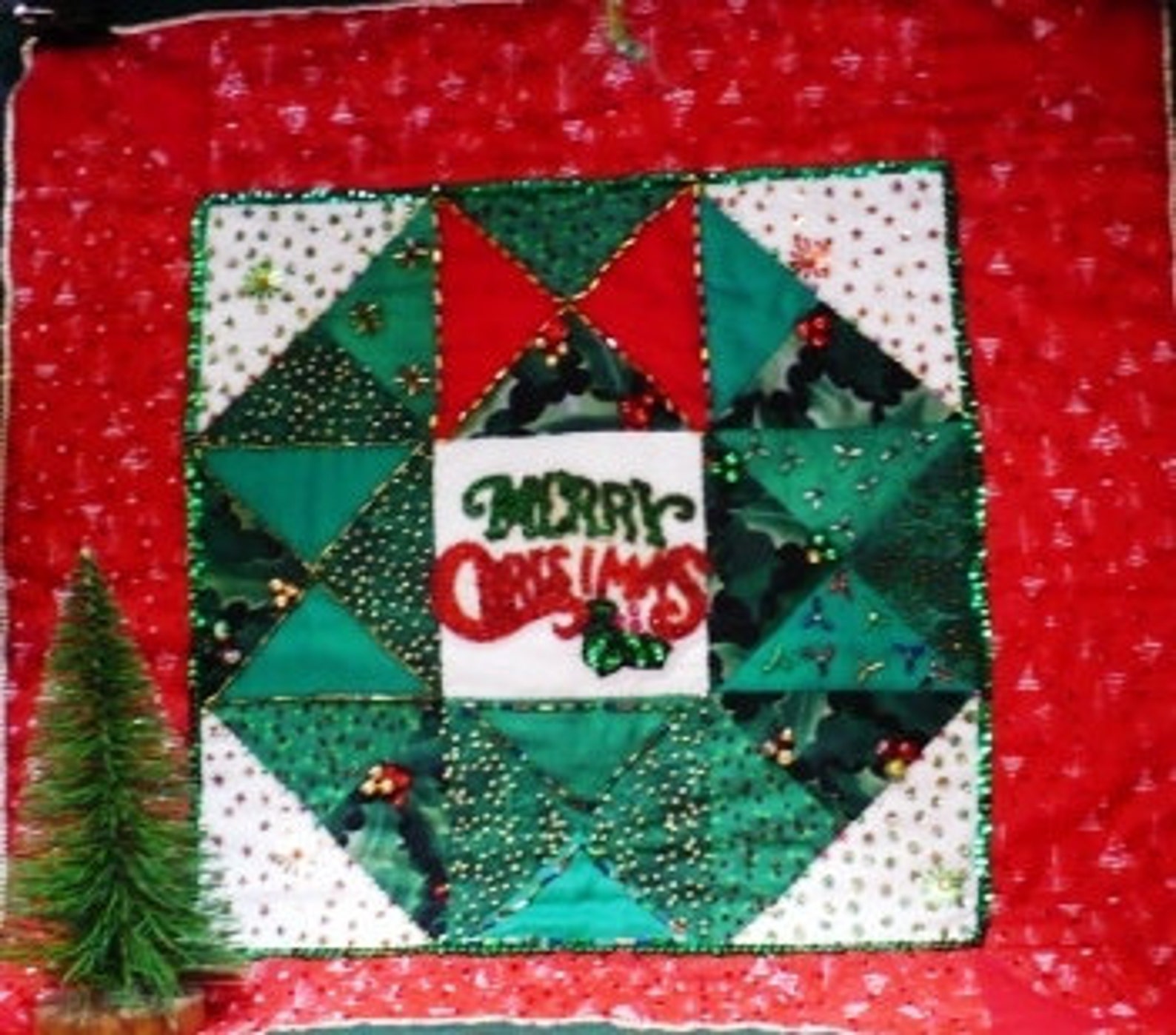 Handmade and Embellished Christmas Wreath Block Merry - Etsy