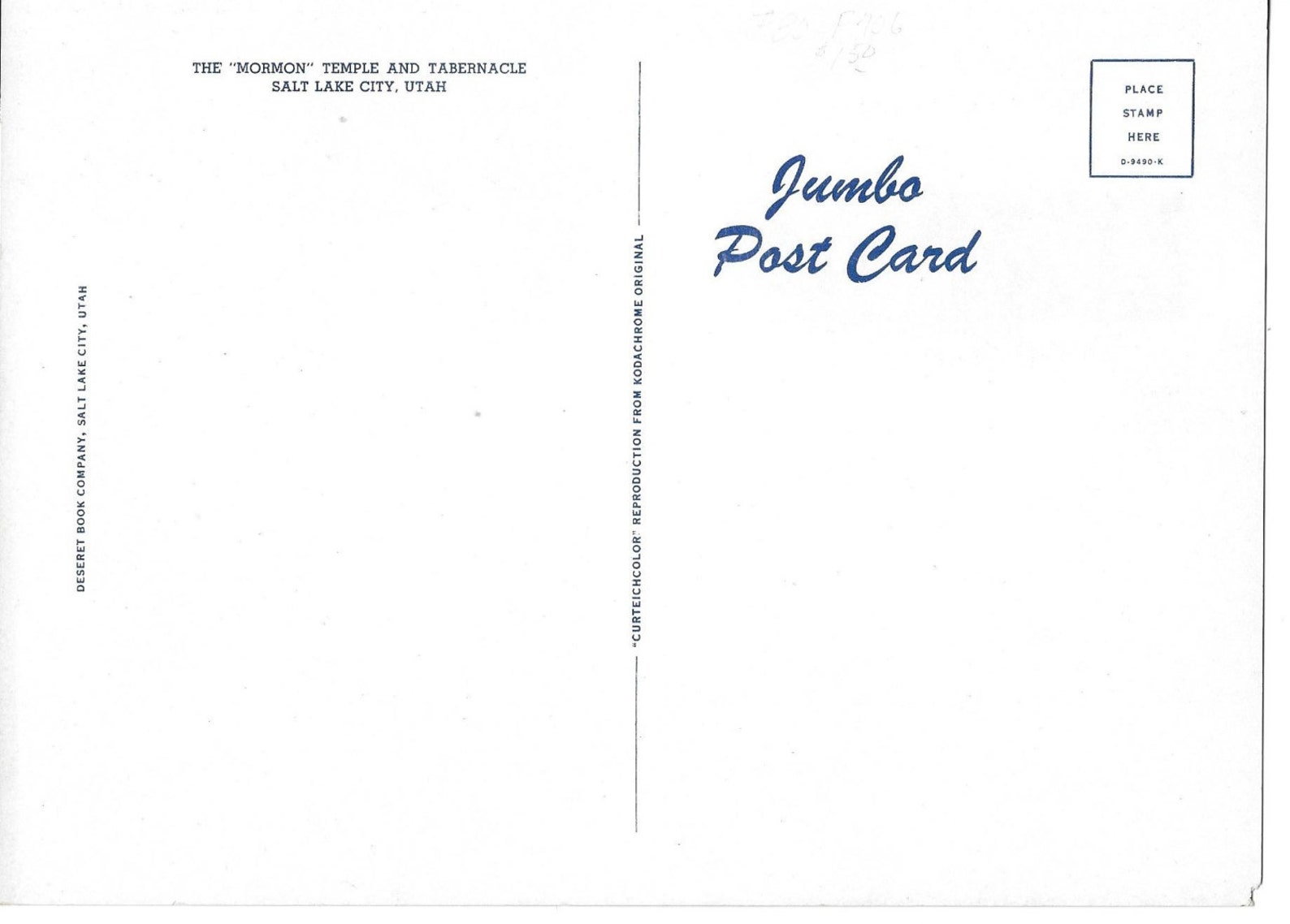 Vintage Unposted Giant Postcard the Mormon Temple and - Etsy