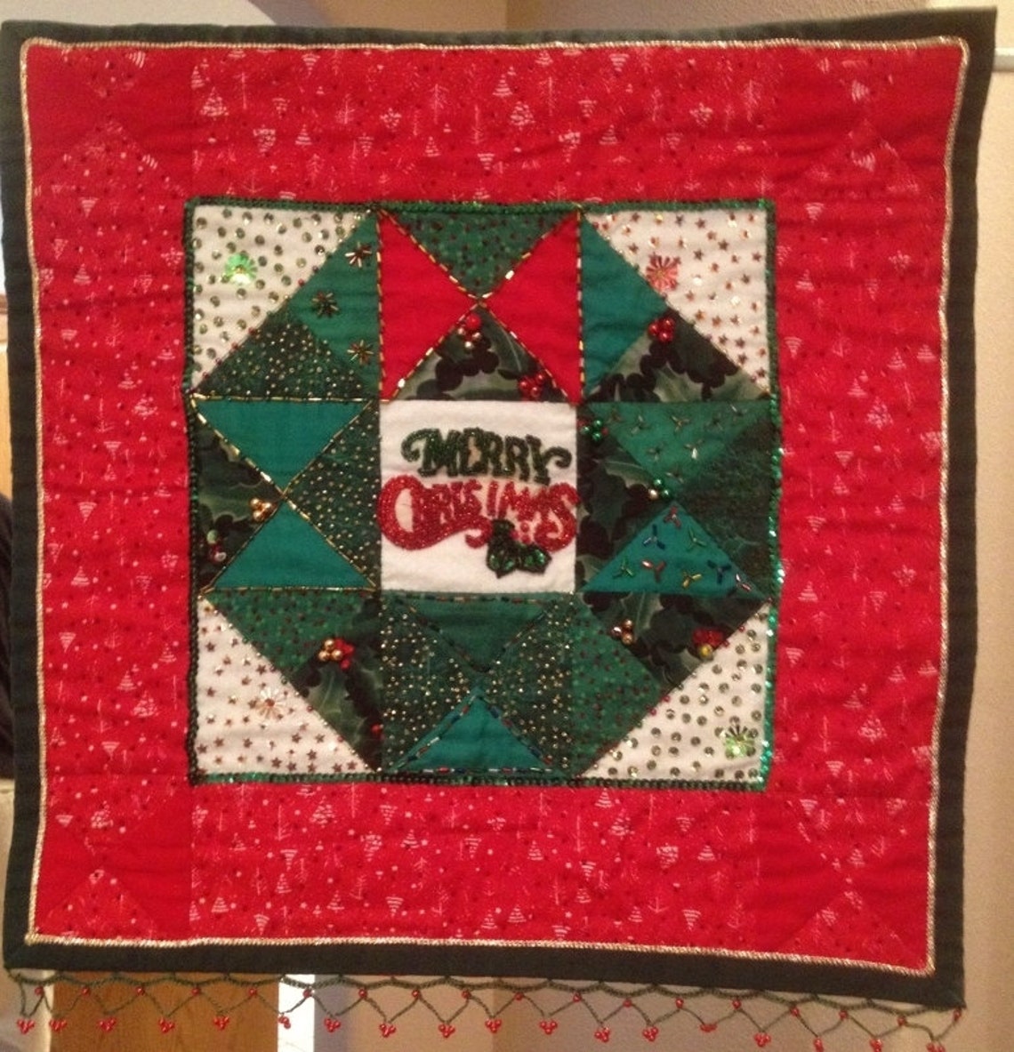 Handmade and Embellished Christmas Wreath Block Merry - Etsy