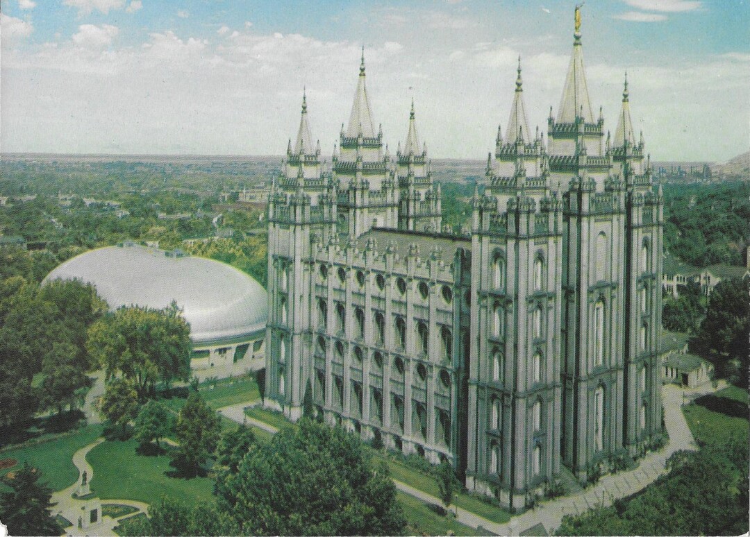 Vintage Unposted Giant Postcard the Mormon Temple and - Etsy