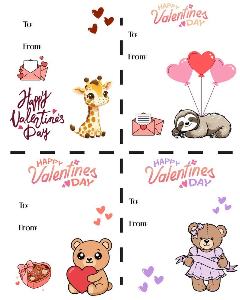 Printable Animal Valentine's Day Cards for Students - Etsy