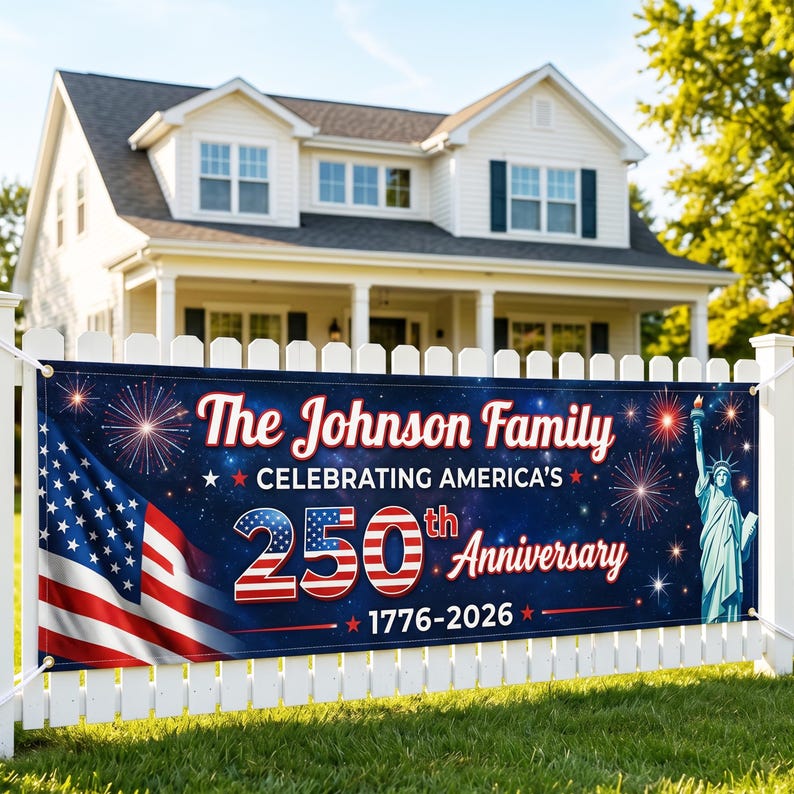 Personalized Family Reunion Banner, America 250th Anniversary ...
