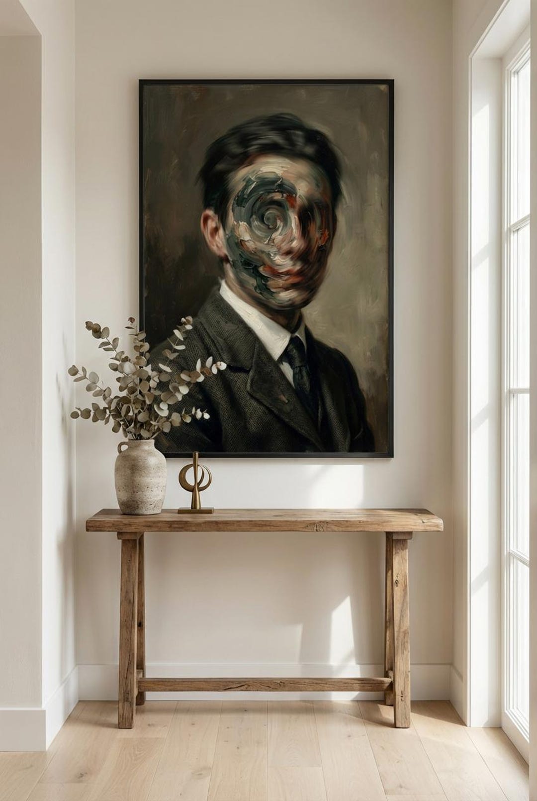 Dark Academia Defaced Portrait Art Print, Moody Surrealism (digital ...