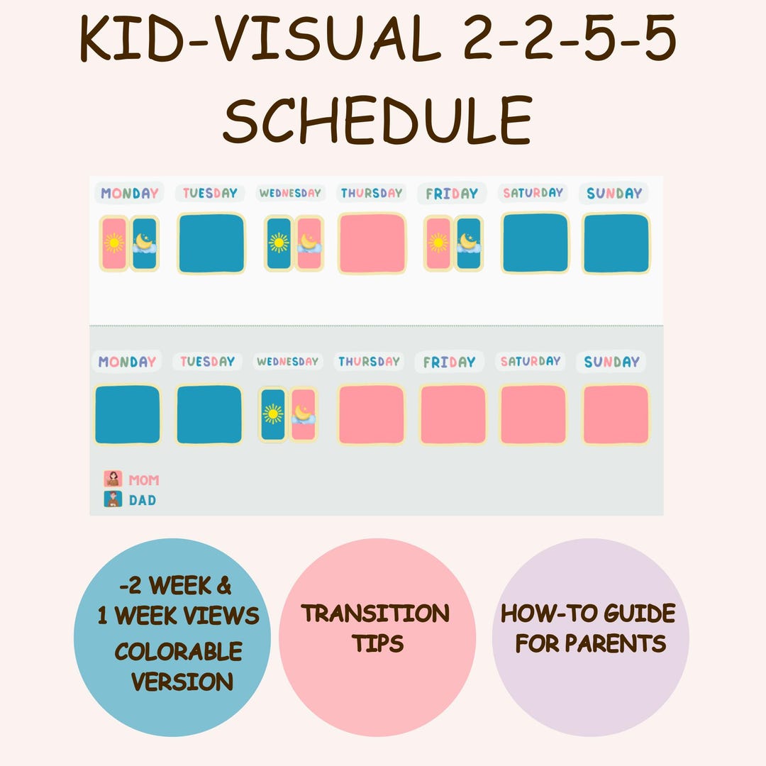 Kids Visual Custody Schedule Printable | Color-coded Co-parenting ...