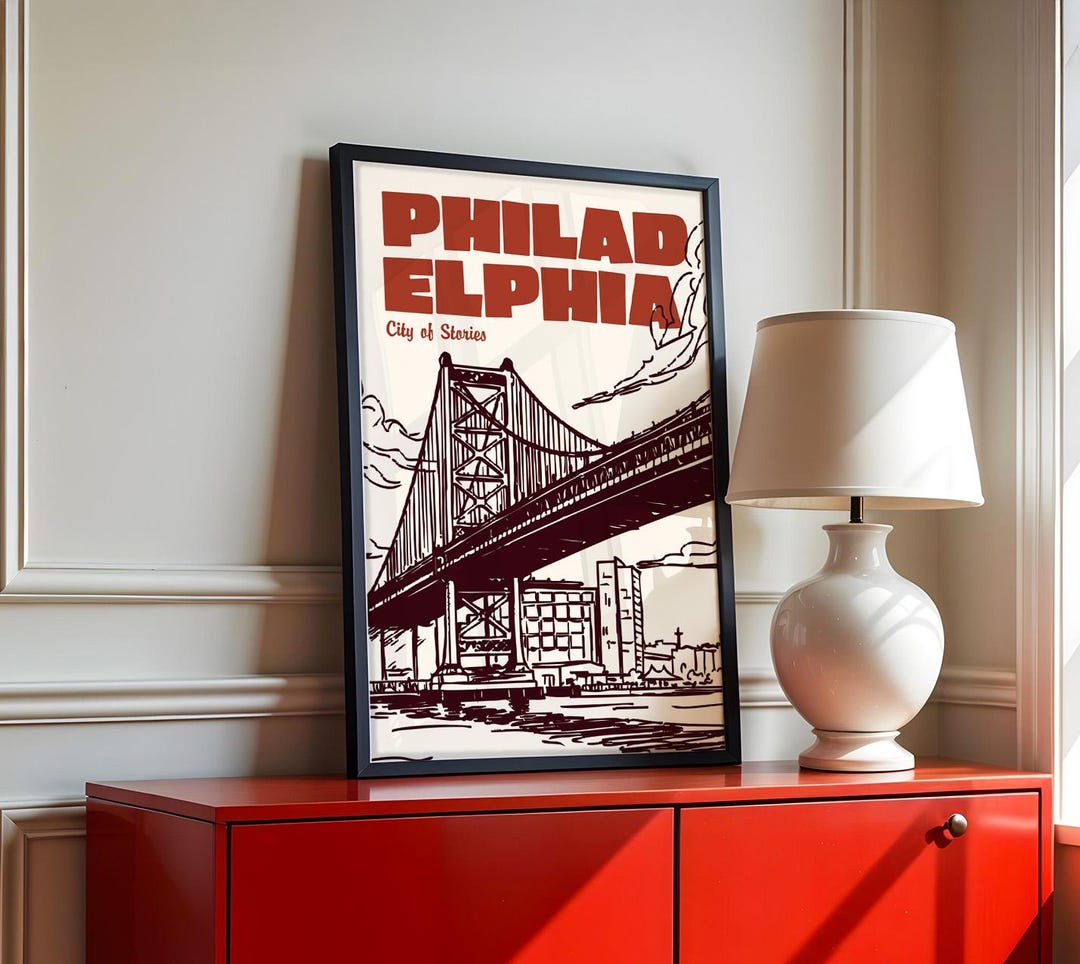 Vintage Philadelphia Wall Art Print – Retro City Landscape Gift and ...