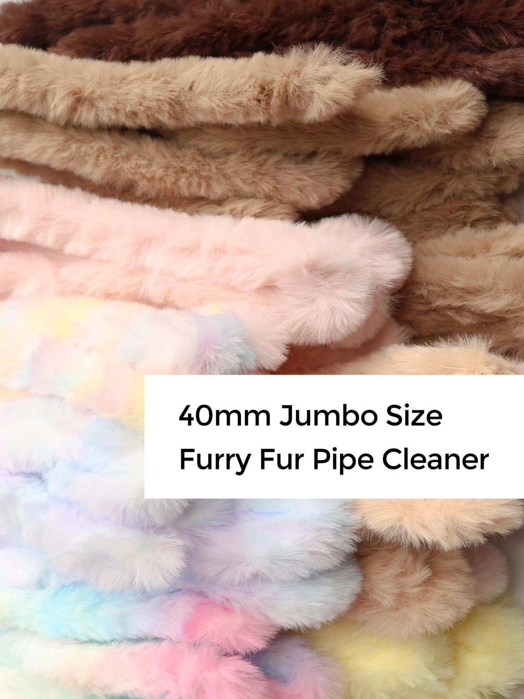 2pcs Jumbo Fuzzy Fur Pipe Cleaner, 100cm Craft Chenille Stems Thickness ...