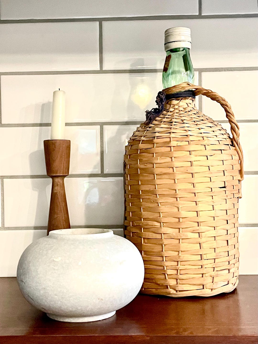 1960s Wicker Wrapped Ron Bacardi Superior Rum Glass Bottle 14" Basket ...