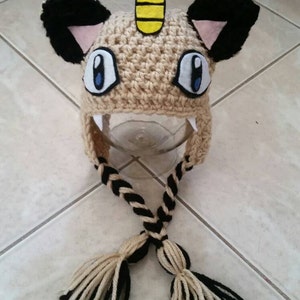 Crochet Pokemon Meowth Beanie/hat - Etsy