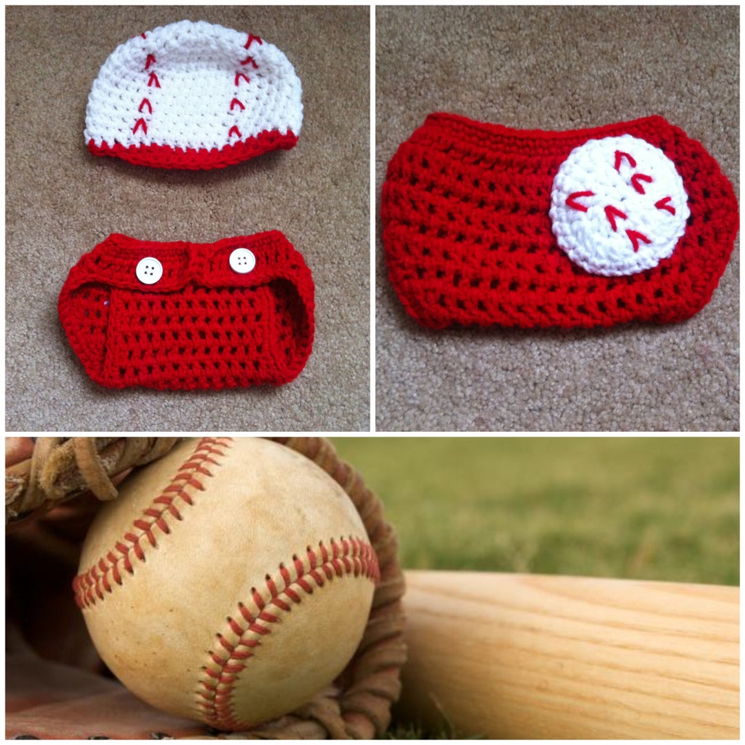 Crochet Baby Baseball Outfit (beanie/hat and Diaper Cover) - Etsy