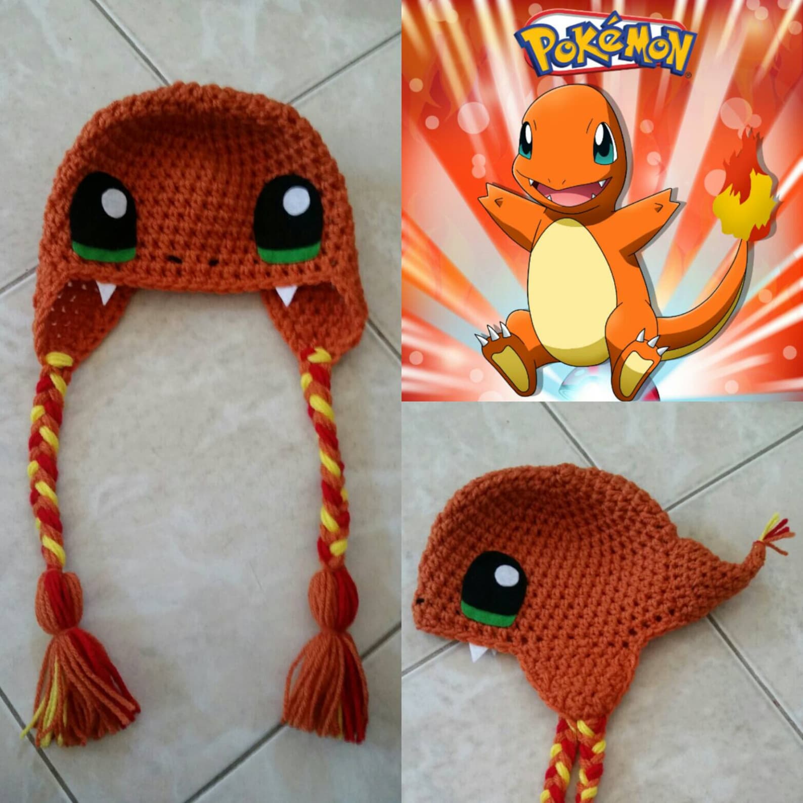 Crochet Charmander Beanie/hat - Etsy