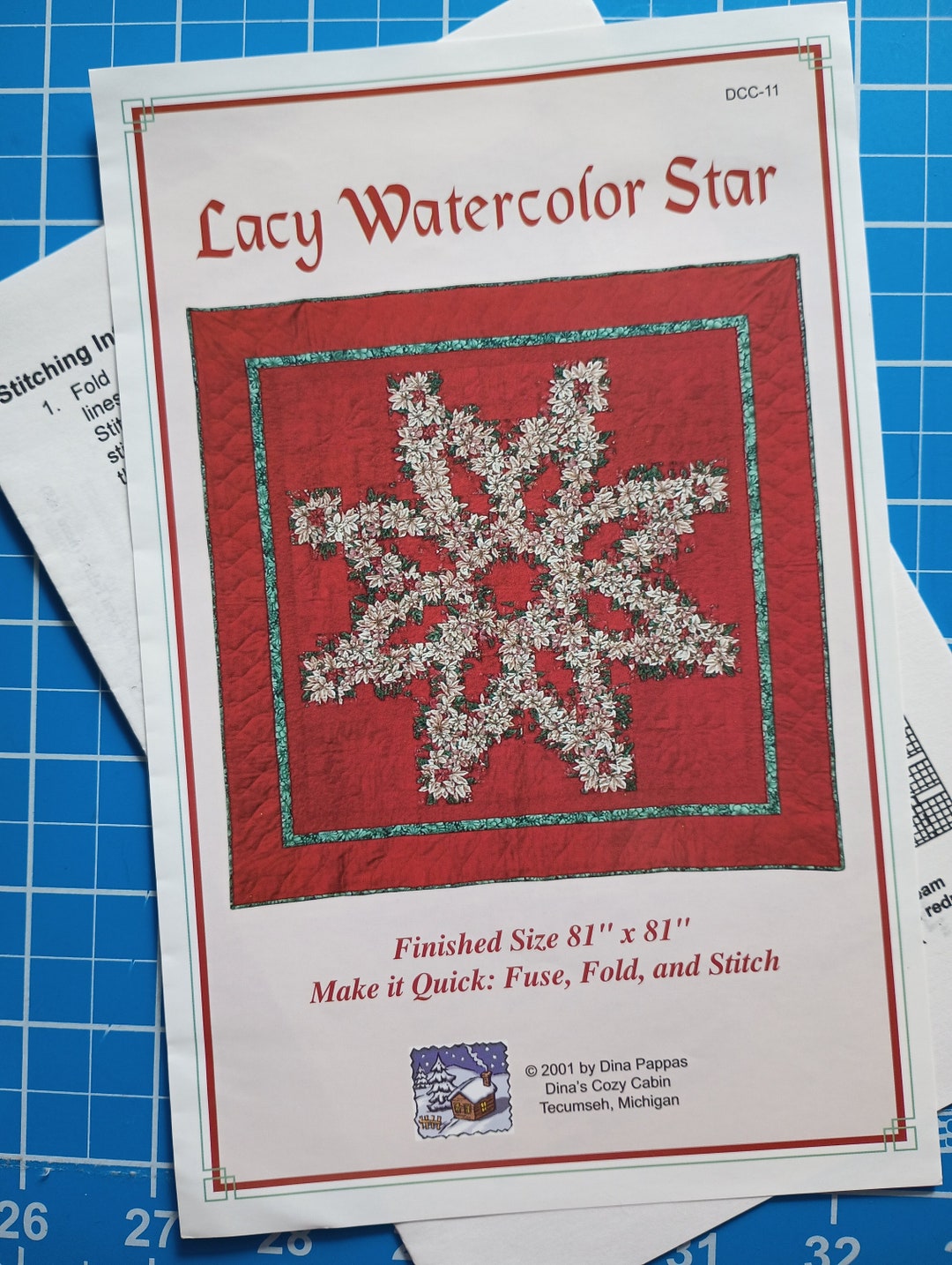 Lacy Watercolor Star Quilt Quilting Pattern by Dina's Cozy Cabin Rare ...