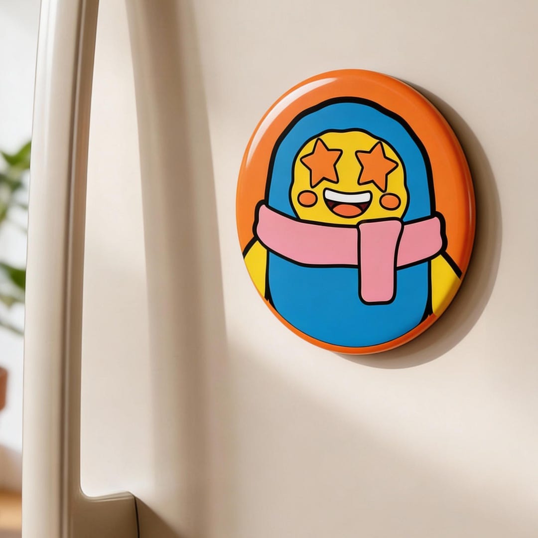Ray Ray Star-eye Smiley Face Magnet | Round - Etsy