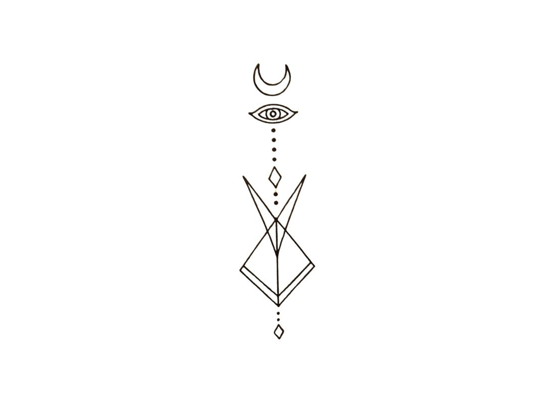 Minimal Witch Sigil Tattoo Flash | Fine Line Occult Symbol | Digital ...
