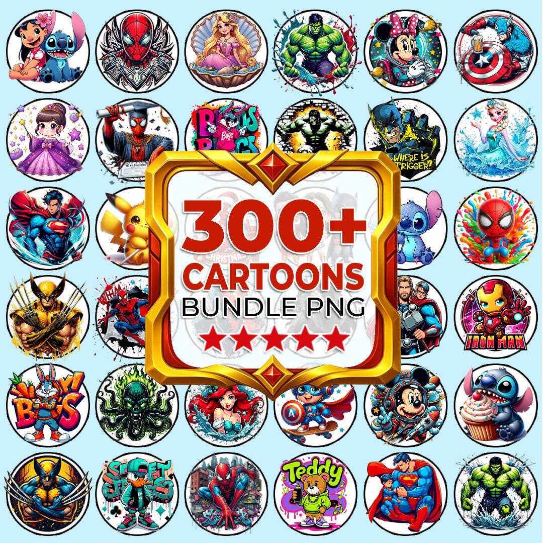 300+funny Cartoon Mega Bundle, Cartoon Characters, Cut Files ...