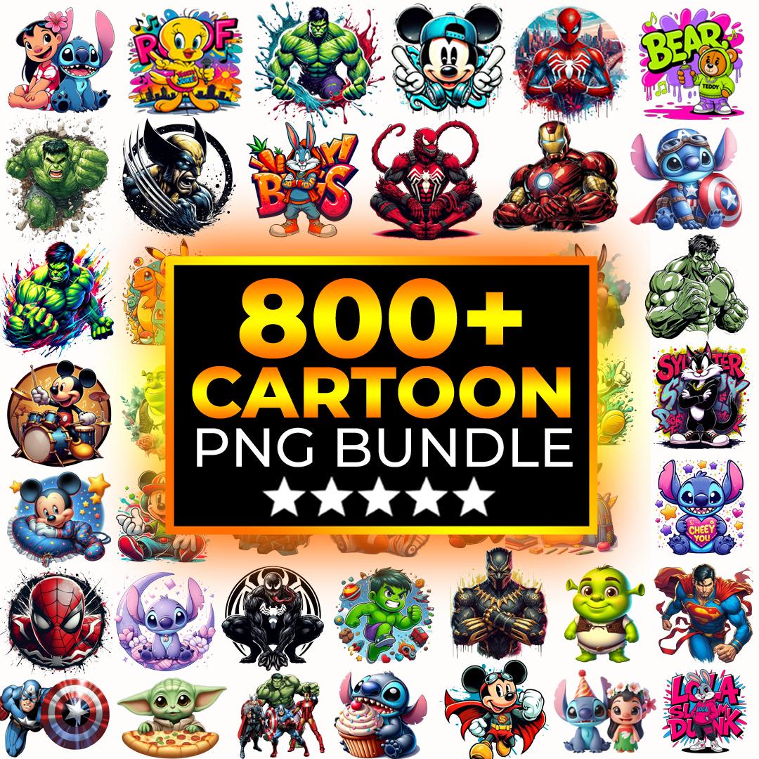 800+ Cartoon Mega Bundle Png, Cartoon Characters, Sublimation Design ...