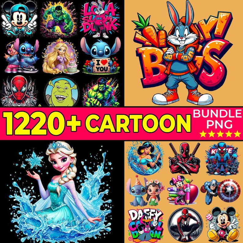1220+ Cartoon Mega Bundle Png, Cartoon Characters, Sublimation Cartoons ...